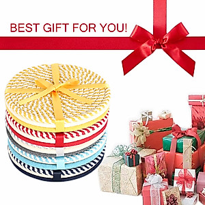 KAKAMAY Pot Holders for Kitchen Trivet Set 100% Cotton Thread Weave(Set of 3),Hot Pads for Kitchen Trivets for Hot Dishes Hot Pots and Pans by Diameter 7 Inch Yellow