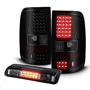 AKKON - For 2004-2008 Ford F-150 Pickup LED Tail Lights Lamps in Black Housing + Third Brake Light [Smoke Lens]