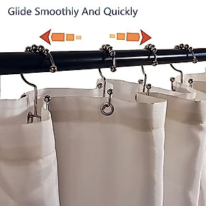 INSIMHEART Shower Curtain Hooks, 12 Pcs Shower Curtain Rings, Stainless Steel Double Shower Curtain Hooks, Rust Proof Metal Shower Curtain Hooks Free Sliding Shower Hooks for Shower Curtain(Nickel)