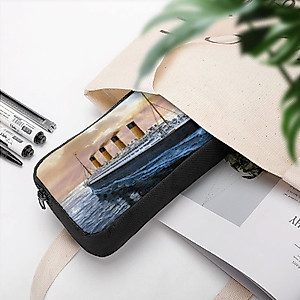Retro Titanic Famous Old Historic Pencil Pen Case Portable Large Capacity Pen Pouch Stationery Organizer Makeup Bag with Zip