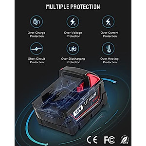 6.0Ah Replacement Battery Compatible with Milwaukee 18 Volt Battery 18V XC M-18 48-11-1820 48-11-1850 48-11-1815 48-11-1852 48-11-1822 48-11-1828 48-11-10 48-11-1811 48-11-1840 Cordless Power Tools