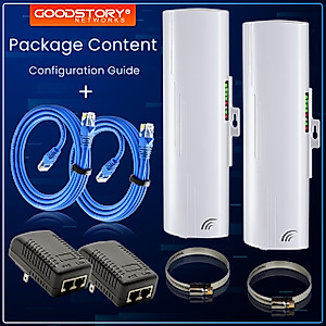 Wireless Bridge Point to Point Outdoor WiFi, Wireless Network Expansion Kit, Long Range High Speed 5G | 2 Units Bridge Kit Complete Pre-Configured - P2P Long Range (2Pack)