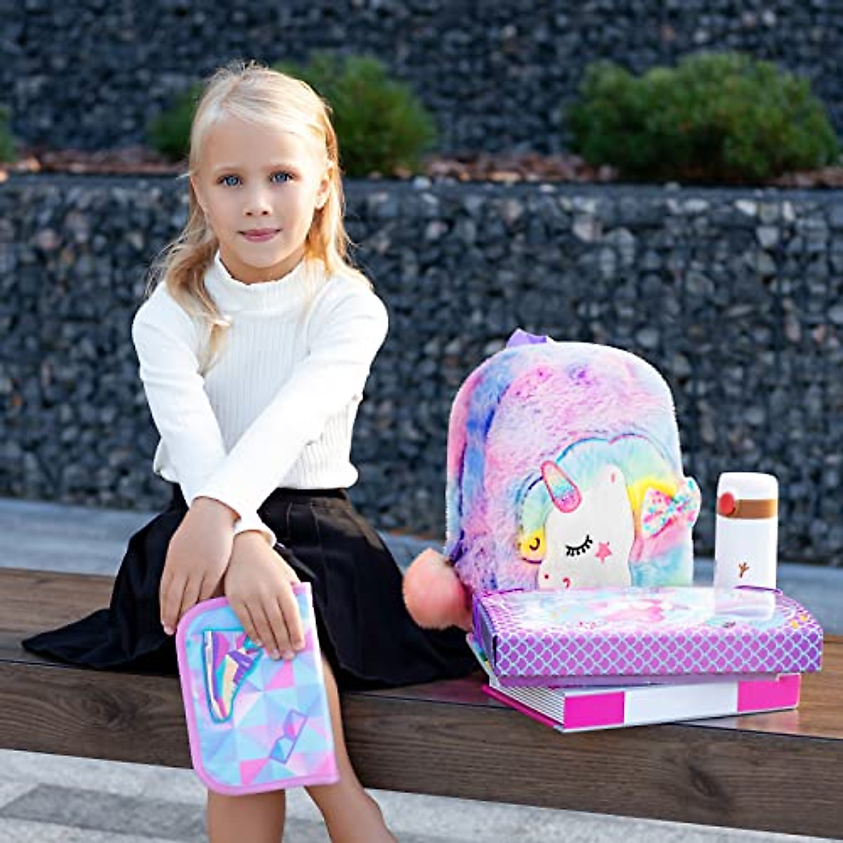 OUOZZZ 11" Cute Animal Toddler Backpack for Girls, Soft Plush Bag Mini Travel Backpacks with Adjustable Strap