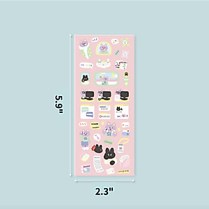 Cute Essential Kawaii Aesthetic Stationery Sticker Pack 9 Sheets (160+ Stickers) - for Planners, journals, scrapbooks, Gifts, Kpop photocards, polocos, Bear, Birth Month Flower, Birthday (Seasons)