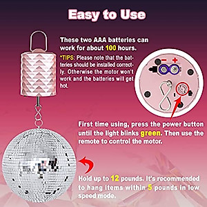 Wind Spinner Motor with Remote & Timing, 3 Rotating Speed Battery Powered Disco Ball Motor, 2 Way Direction Electric Slow Motor for Hanging Display Ornament, Wind Chime, Mirror Ball, Baby Crib Mobile