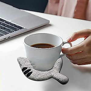 Well-Behaved Gift Felts Cup Creative and Cute Cup Cat Cushion Cushion Wool Cat Cute Placemat Kitchen，Dining & Bar Crate and Barrel (Grey, One Size)