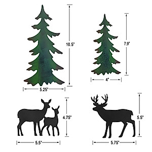 Limygus Metal Wall Art - Deer Pine Wall Decor Hanging Forest Decor Antique Metal Art Metal Wall Decor Home Bedroom Office Outdoor Decorations 5 Pieces