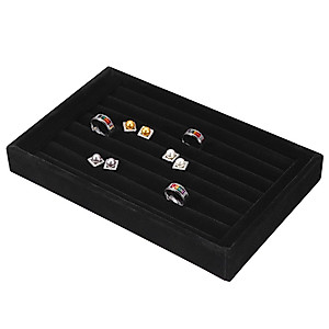 Salmue Fashion Ring Display Box, Jewelry Display Tray Organizer Earring Holder Case Box Showcase for 7 Slots Can hold 50-70 Rings(1#)