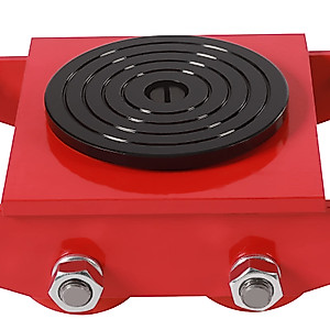 4pcs Machinery Mover with 2 Handles, 6T Machinery Skate Dolly, 13200lbs Machinery Moving Skate, Machinery Mover Skate w/ 360° Rotation Cap and 4 Rollers, Heavy Duty Industrial Moving Equipment, Red
