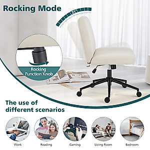 OLIXIS Criss Cross Chair with Wheels, Cross Legged Office Chair Wide Armless Desk Chair, Adjustable Swivel Comfy Home Office Vanity Desk Chair