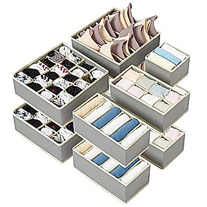 Kootek 10 Pack Drawer Organizers for Clothing, 92 Cell Dresser Organizer Socks Underwear Organizer Fabric Foldable Dividers Closet Organizers and Storage Boxes for Baby Clothes, Bra, Ties, Scarf