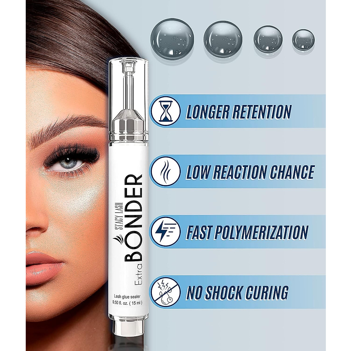 Lash Bonder for Eyelash Extensions by Stacy Lash /0.50fl.oz./15ml/Reduces Lash Extension Glue Fumes/Super Sealer/Lash Tech Supplies/Lash Primer Aid/Professional Use