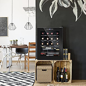 ROVSUN 16 Bottle Wine Cooler Refrigerator, Freestanding Compressor Wine Chiller, Beverage Wine Fridge with Digital Temperature Control & Double-layer Glass Door for Red White Wine, Champagne, Beer