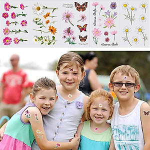 Konsait 25 Sheets Flower Temporary Tattoos, Fake Tiny Temporary Tattoo Waterproof Body Art Sticker for Women Girls Kids,Hand Neck Wrist, Brirthday Party Favour Supplies,Party Bags Filler
