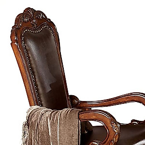 ACME Dresden Arm Chair (Set-2) - - PU & Cherry Oak