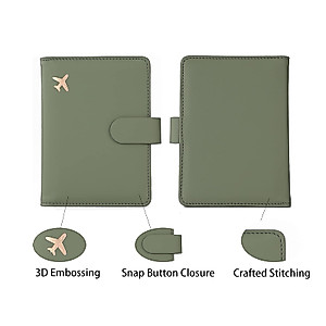 Melsbrinna Rfid Passport Holder for Travel women/Men, Cute Passport Wallet Rfid Blocking Card Slots, Rfid Passport Cover/CaseTravel Wallet, Passport Book Holder (1, Green)