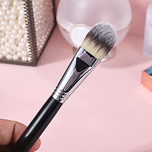 Flat Foundation Brush for Liquid Makeup ENERGY Tapered Foundation Makeup Brushes Large Flawless for Liquid Cream Cosmeitcs Buffing Blending Premium Vegan Dense Face Makeup Brush F60