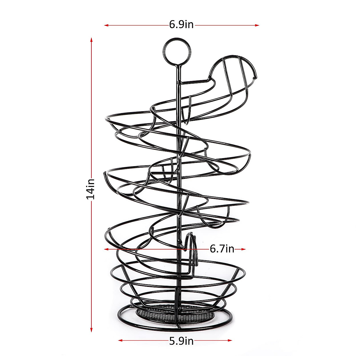 Black Metal Egg Skelter, Spiral Design Egg Dispenser Rack Holder with Storage Basket for Countertop, Kitchen