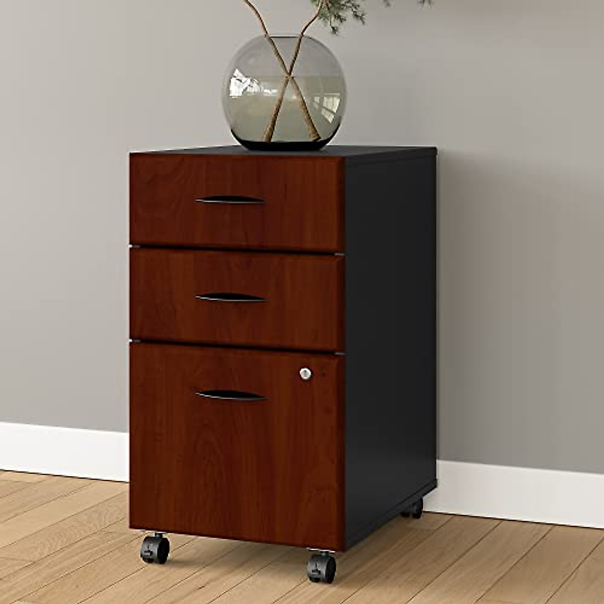 Bush Business Furniture Series A 3 Drawer Mobile File Cabinet, Hansen Cherry/Galaxy