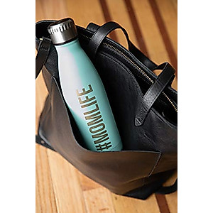 Pearhead #Momlife Stainless Steel Water Bottle, BPA Free Water Bottle Keepsake for New Mom’s and Expecting Moms, Travel Bottle, Teal, 17oz