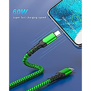 Besgoods USB C to USB C Fast Charging Cable, [10ft, 2Pack] PD Fast Charging Type C Charger Compatible with Galaxy S22 Ultra/S21 FE, A53, Note20, Pad Pro/Air5/4/Mini6, Tab S8, Pixel 6/5 -Green,2Pack