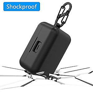 Geekria Silicone Case Cover Compatible with Sennheiser Momentum 3 True Wireless Earbuds, Earphones Skin Cover, Protective Carrying Case with Keychain Hook, Charging Port Accessible (Black)