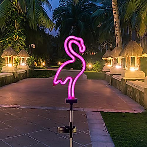 Pink Flamingo Solar Garden Stake Light, 1 Pack Outdoor Solar Pathway Light for Lawn Patio Yard Walkway, Neon Pink Lighting (30" Height)