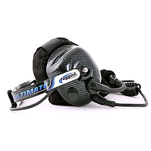 Rugged Carbon Fiber Behind The Head Ultimate Headset for Off Road Air Boats Intercoms - Features Gel Ear Seals Cloth Ear Covers and Noise Cancelling Microphone