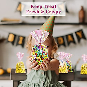 Yotelab Easter Cellophane Treat Bags, 6x12 Inches Iridescent Holographic Cellophane Goodie Bags, Party Favors Bags with Twist Ties,100Pieces