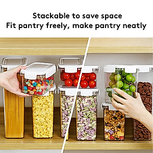 Crystal Clear Airtight Food Storage Containers with Lids, Plastic Canister Set for Kitchen Organization and Storage, for Flour, Sugar, Cereal, Rice, BPA Free Plastic 8-Pack with Different Sizes White