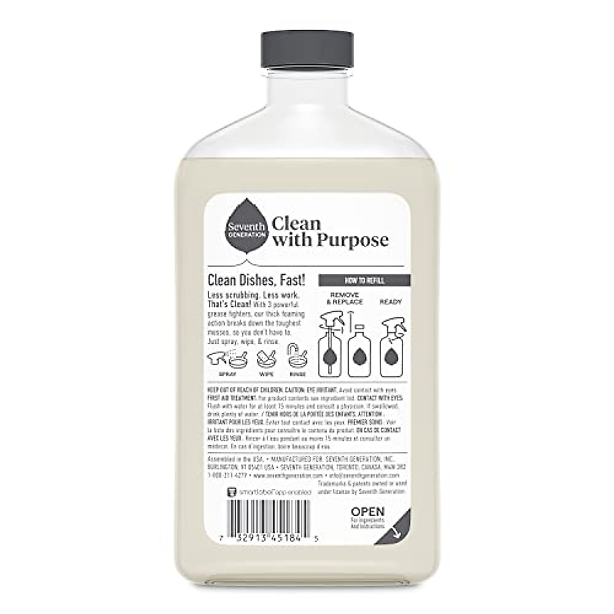 Seventh Generation Foaming Dish Spray, Honey Crisp Apple 16 Fl Oz (Pack of 3), Refill Pack of 3 with 1 Sprayhead