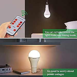 4 Pack Portable Emergency LED Bulbs, Afoskce USB Rechargeable Camping Light with Remote Timer, 5 Lighting Modes, with Hook, 1500mAh Smart Light Bulbs for Emergency, Camping, Hiking, Hurricane Outage