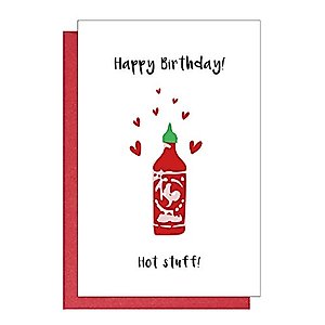 Maplelon Hot Stuff Happy Birthday Card, Funny Cute Bday Card for Husband Wife Boyfriend Girlfriend…