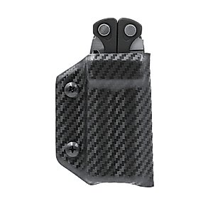 Clip & Carry Kydex Multitool Sheath for the Leatherman CHARGE - Made in USA - EDC Multi Tool Sheath Holder Holster Cover - Carbon Fiber Black