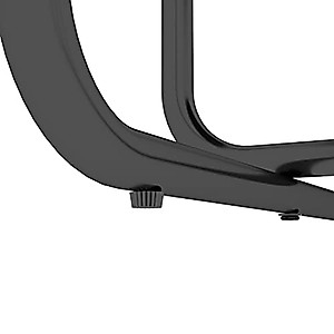 Lepfun Rectangular Tempered Kitchen Small Modern Glass Dining 4 with Wood Printed Transfer Metal Legs, Coffee Table for Living Room (Black)