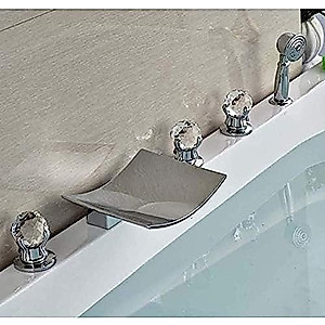Kitchen Taps Kitchen Tap Faucet Deck Mounted Polish 5 Piece Bathtub Faucet with Handheld Shower Mixer Tap