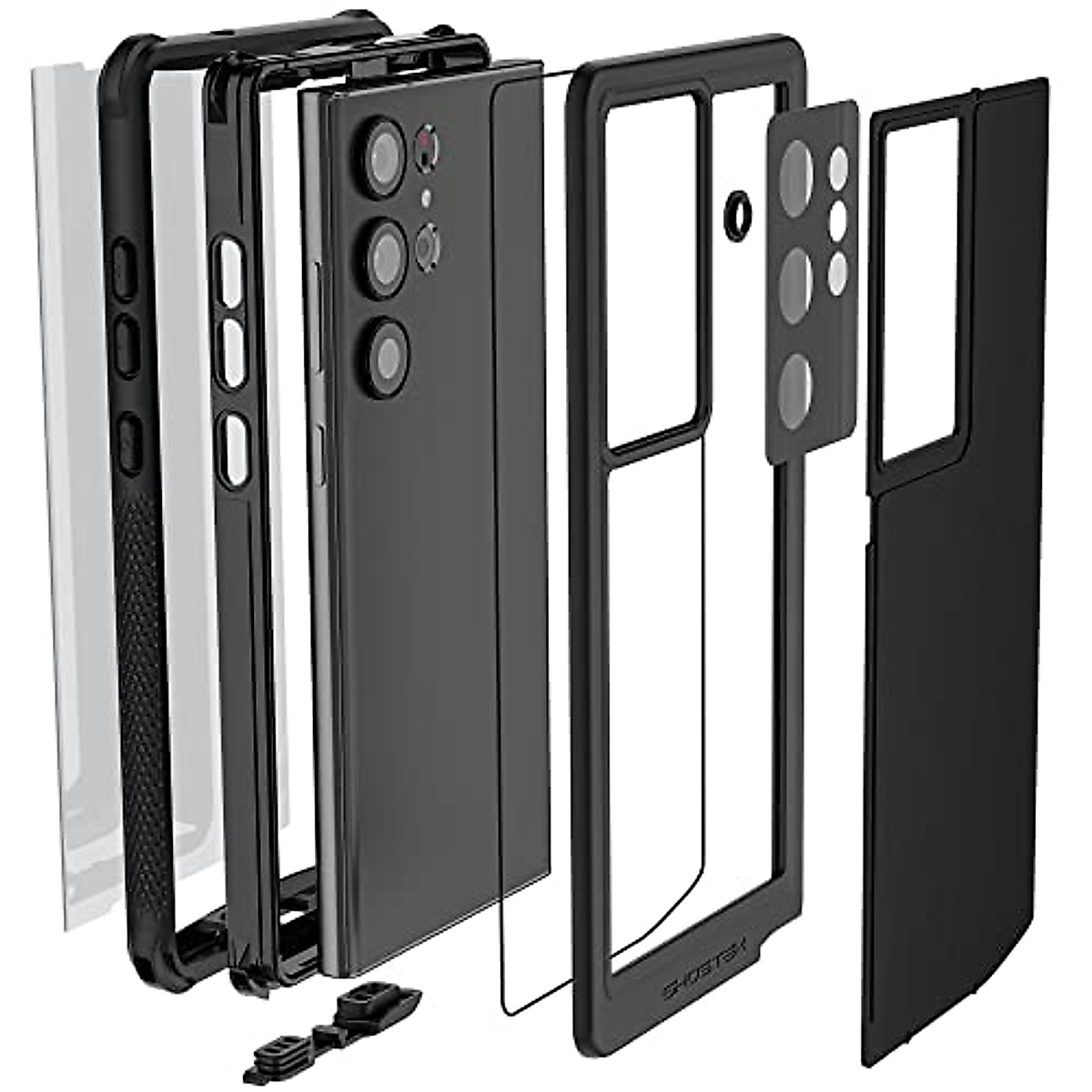 Ghostek NAUTICAL S23 Ultra Case Waterproof with Screen Camera Protector, Belt Clip Holster Rugged Heavy Duty Protective Full Body Phone Covers Designed for 2023 Samsung Galaxy S23 Ultra (6.8") (Black)