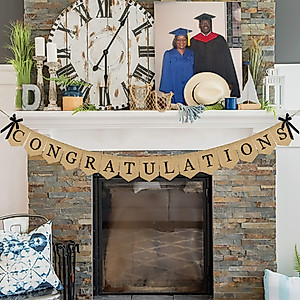 Congratulations Burlap Banner - 2024 Graduation Party Decorations - Rustic Congratulations Banner for Graduation Wedding Anniversary Retirement Birthday Party Supplies - 2024 Grad Decorations