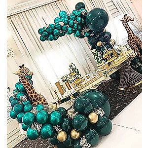 Boognt Double Stuffed Forest Green and Emerald Balloon Garland Arch Kit for Elegant Ladies Birthday Wild One Jungle Baby Shower Bridal Shower Rustic Dinner Party Backdrop Decoration