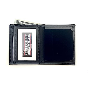 Perfect Fit Shield Wallets Los Angeles Sheriff 6 Point Style Badge Bi-Fold Hidden Badge Wallet (Cutout PF622), BLACK