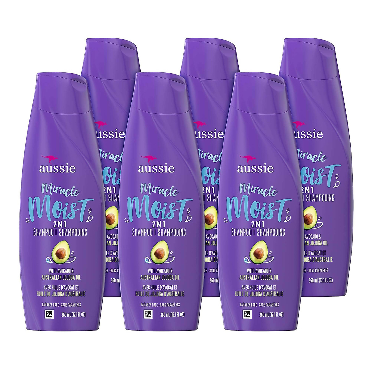 Aussie For Dry Hair Paraben-free Miracle Moist 2 In 1 with Avocado & Jojoba, 72.6 Fl Oz