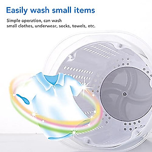 Andarm Mini Portable Washing Machine, 2 in 1 Hand Operated Cranking Mini Washer Dryer Manual Non Electric, Compact Washing Machine Spin Dryer for Apartments Dormitory Camping