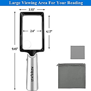 Magnifying Glass with Light, 4X 10X Magnifier with 20 Anti-Glare and Dimmable LED Lights Provides Evenly-Lit Viewing Area for Low Vision Seniors