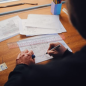 3 Pack Two-Color Scale (inch, cm) Plastic Ruler Set Straight Ruler Plastic Measuring Tool for Student School Office (6 inch Ruler,8 inch Ruler, 12 inch ruler/15,20,30cm)