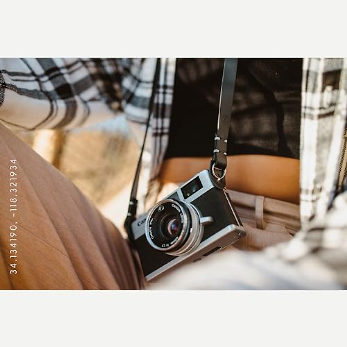 Evergreen Genuine Leather Minimalist Neck Shoulder Slim Camera Strap (Black, 38")