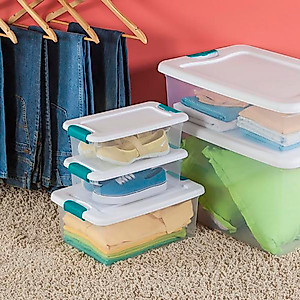 Clear Latching Storage Boxes Bins Stackable with Hinged Lids BPA and Phthalate Free Made In USA (15 Quart)