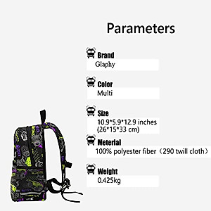 Glaphy Monster Truck Car Green Kids Backpack for Boys Girls, Kindergarten Elementary Toddler Backpack with Reflective Stripes, Preschool Bookbag with Chest Strap