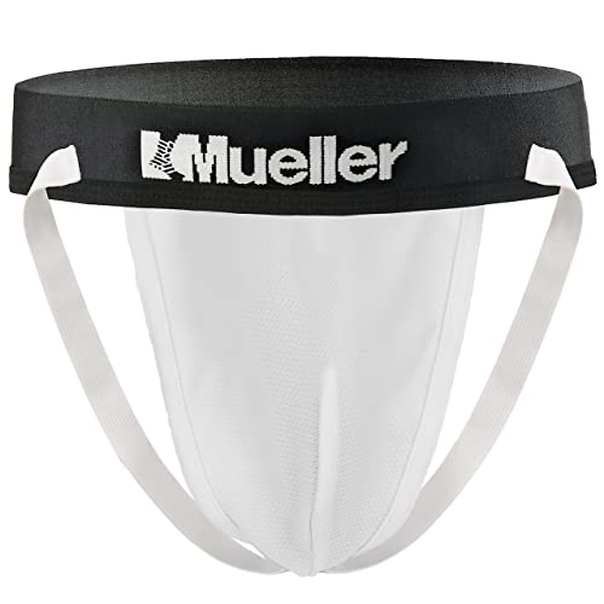 MUELLER Sports Medicine Men's Athletic Supporter with Flex Shield Cup, Adult Jockstrap for Sports, White Underwear/Gray Cup, Large