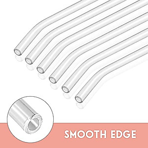 8Pcs Reusable Glass Straws, Clear Bent & Straight Drinking Straws for Smoothie Milkshake Cocktail Cold Drinks