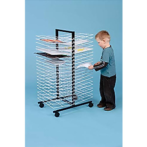 American Educational Products A-C1168 Drying Rack on Wheels, 40 Shelf, 7" Height, 18" Wide, 48" Length